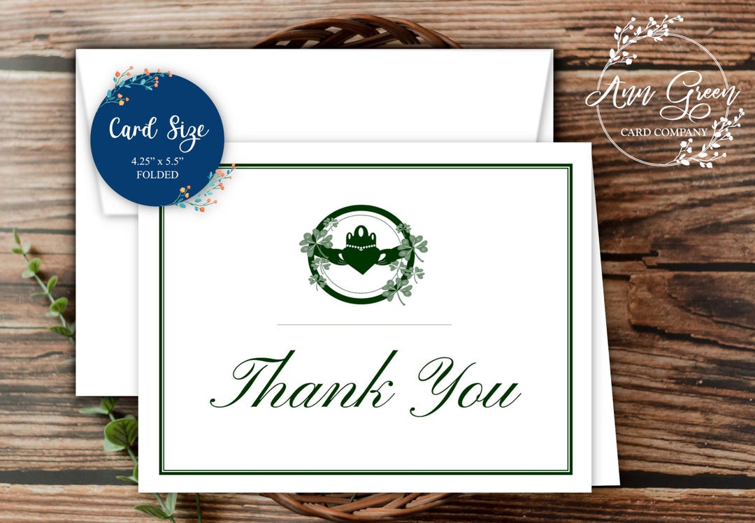 Claddagh Thank You Note Cards, Irish Thank You Notes, Claddagh With ...