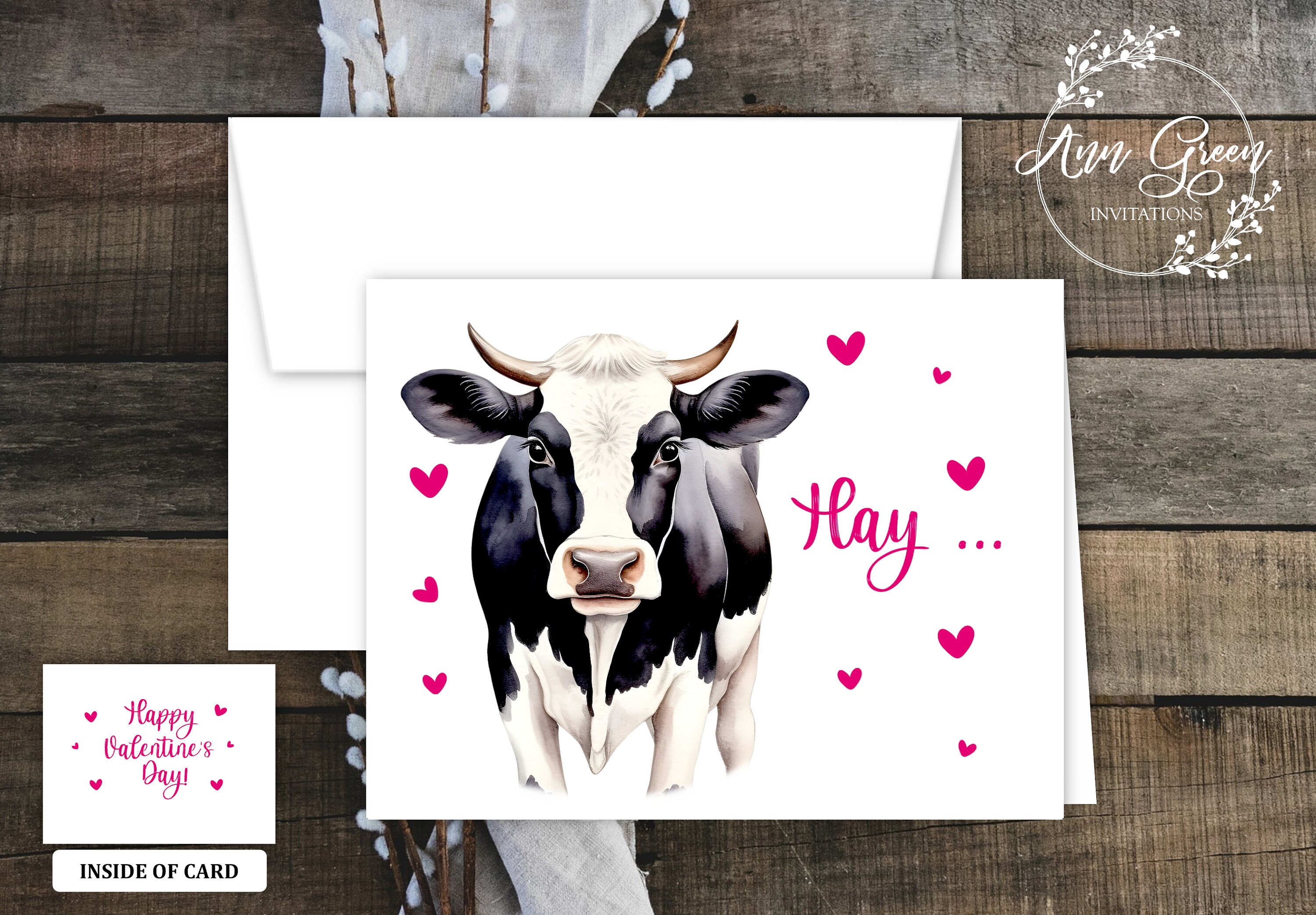 Cow Valentine's Day Cards. Holstein Cows. 12 Cards, Choice of 1 Design ...