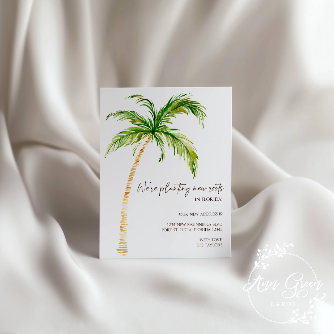 Florida Palm Tree Moving Announcements: Coastal New Address Cards, Set ...