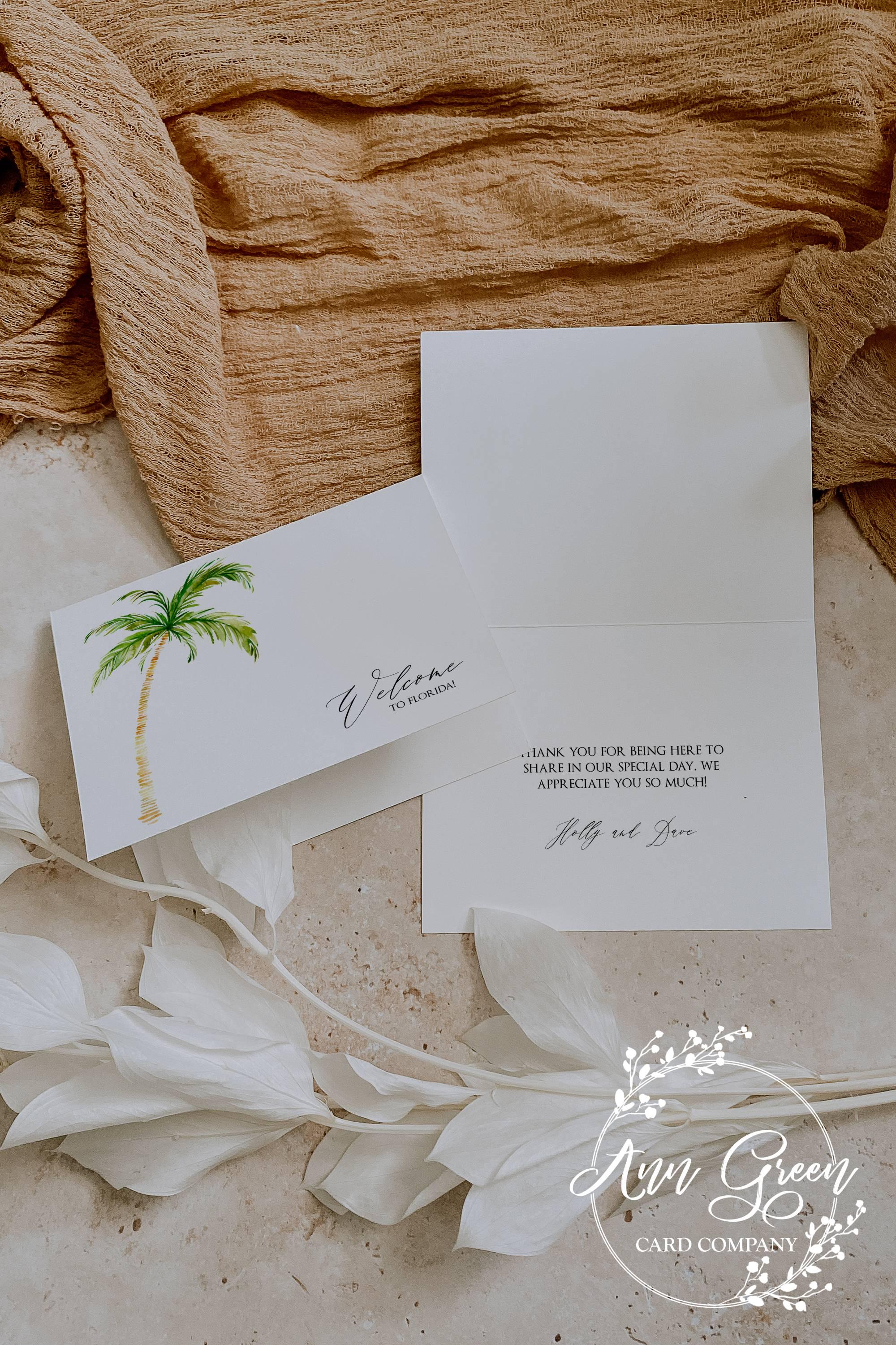 Palm Tree Thank You Cards: Tropical Mahalo Notes, Set of 12 With ...