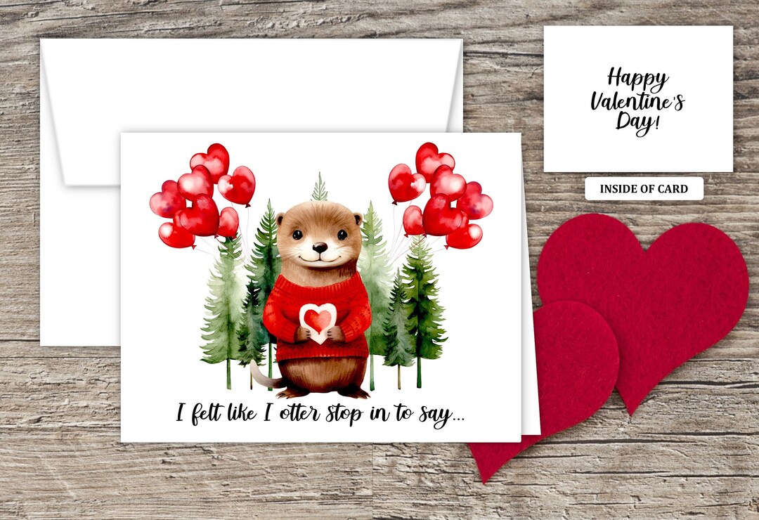 Otter Valentine's Day Cards, Otter in Sweater, Hearts, Super Cute ...