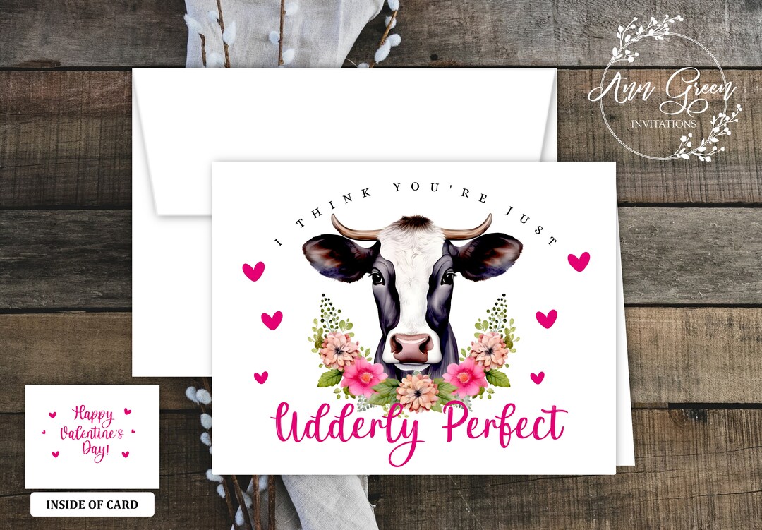 Cow Valentine's Day Cards. Holstein Cows. 12 Cards, Choice of 1 Design ...