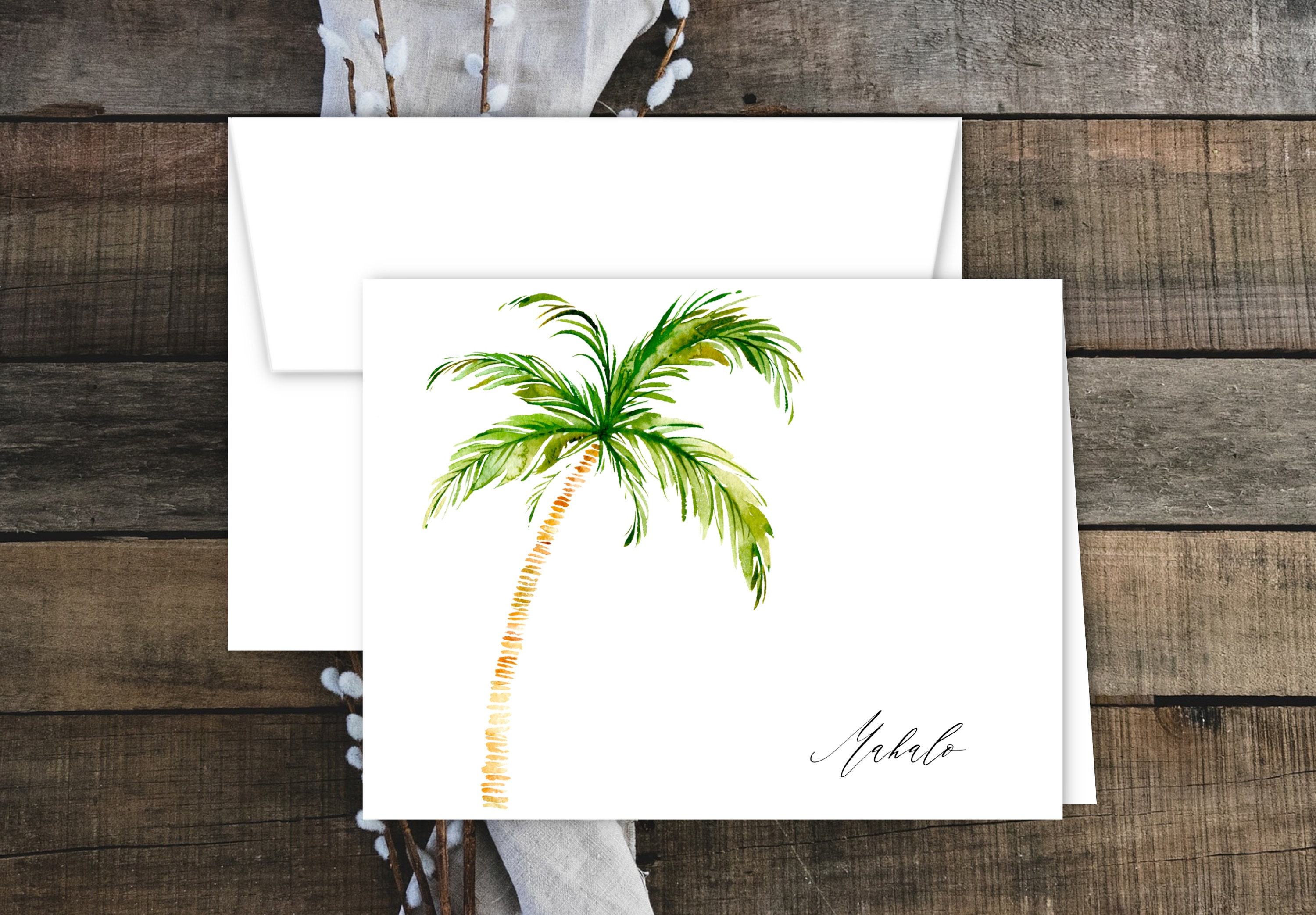 Palm Tree Thank You Note Cards With Envelopes. Modern. Florida. Hawaii ...