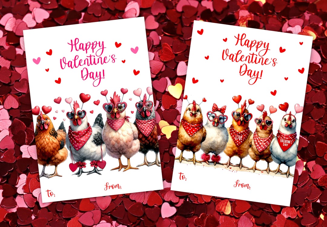 Chicken Valentine's Day Cards. Chicken Valentines. Flat 3.5 X 5 Cards ...