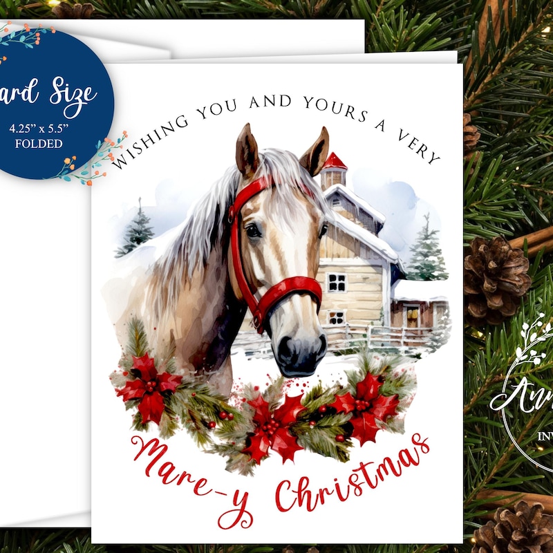 Horse Christmas Card - Etsy