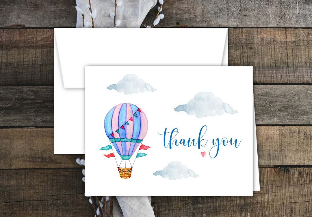 Hot Air Balloon Thank You Notes With Envelopes. Multiple - Etsy