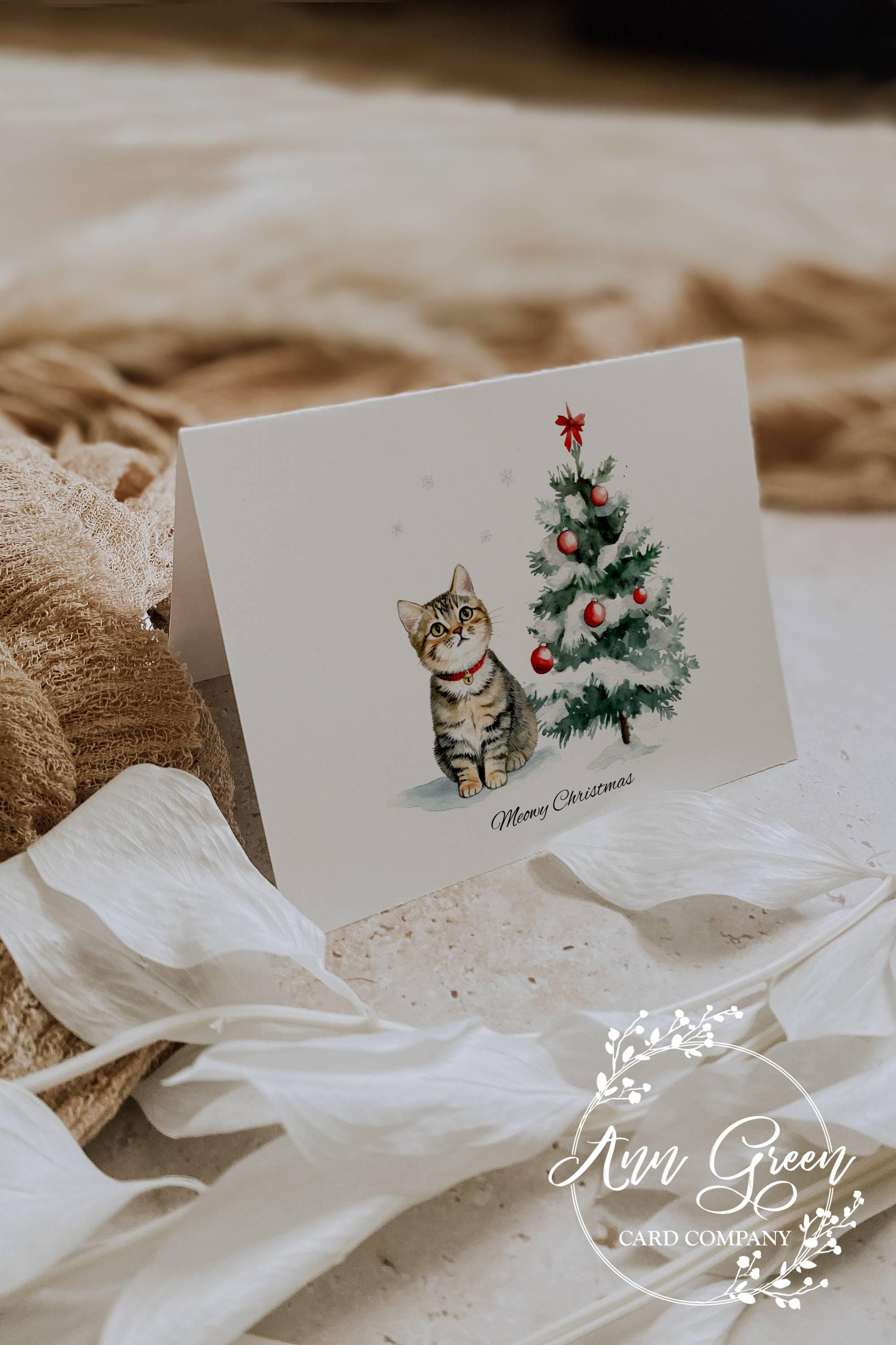 Cat Christmas Cards: Mischievous Kitten Holiday Note Card Set, Set of ...