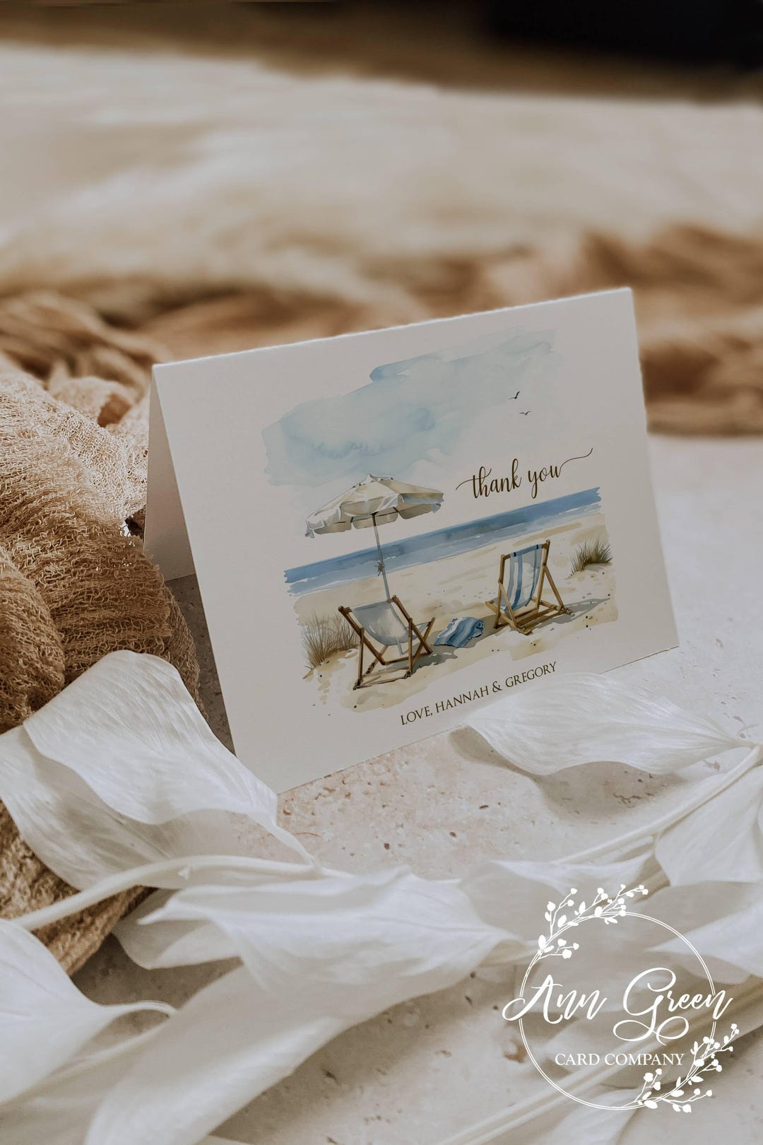 Personalized Beach Thank You Cards: Set of 12 With Envelopes - Etsy