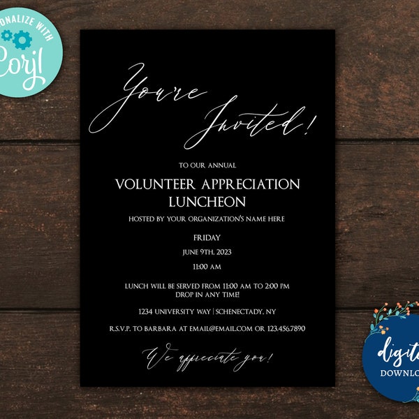 Volunteer Appreciation Invitation - Etsy