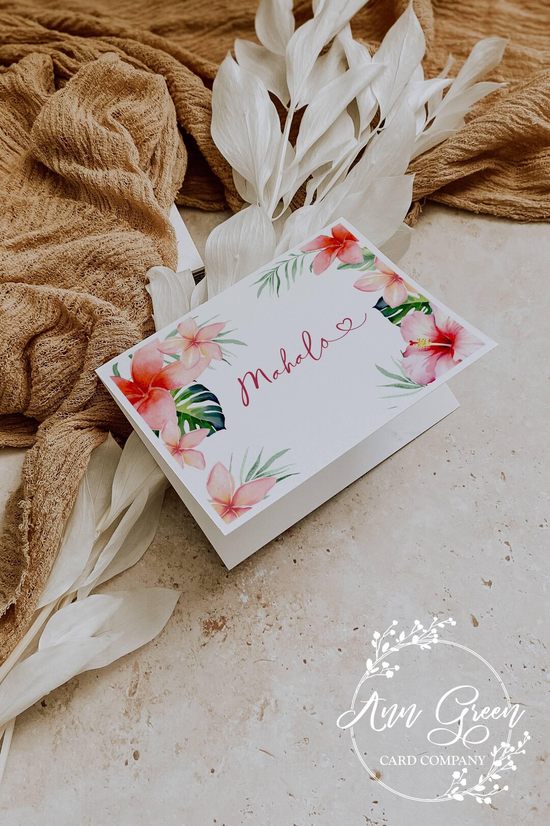 Mahalo Thank You Notes: Hawaii Pink Hibiscus & Plumeria, Personalized ...