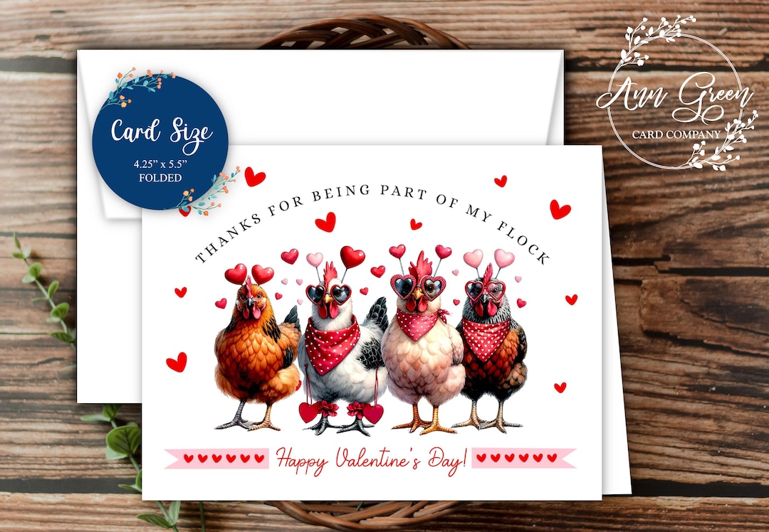 Chicken Valentine's Day Cards, Chickens, Hearts, Country Valentines ...