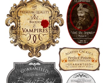 Vampire Bats Blood Potion Bottle Label | Etsy