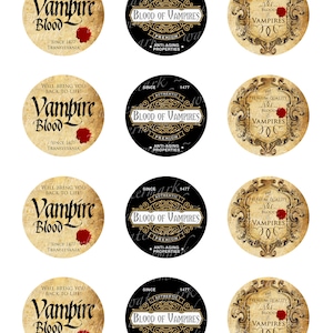 Vampire Blood 2" Round Art Potion Labels Stickers Pendants - Etsy