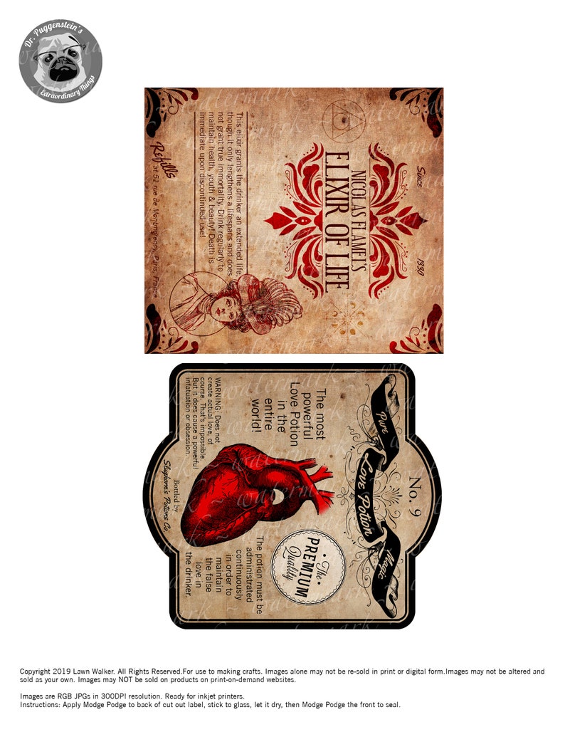 Elixir of Life & Love Potion Halloween Potion or Wine Bottle Label - Etsy