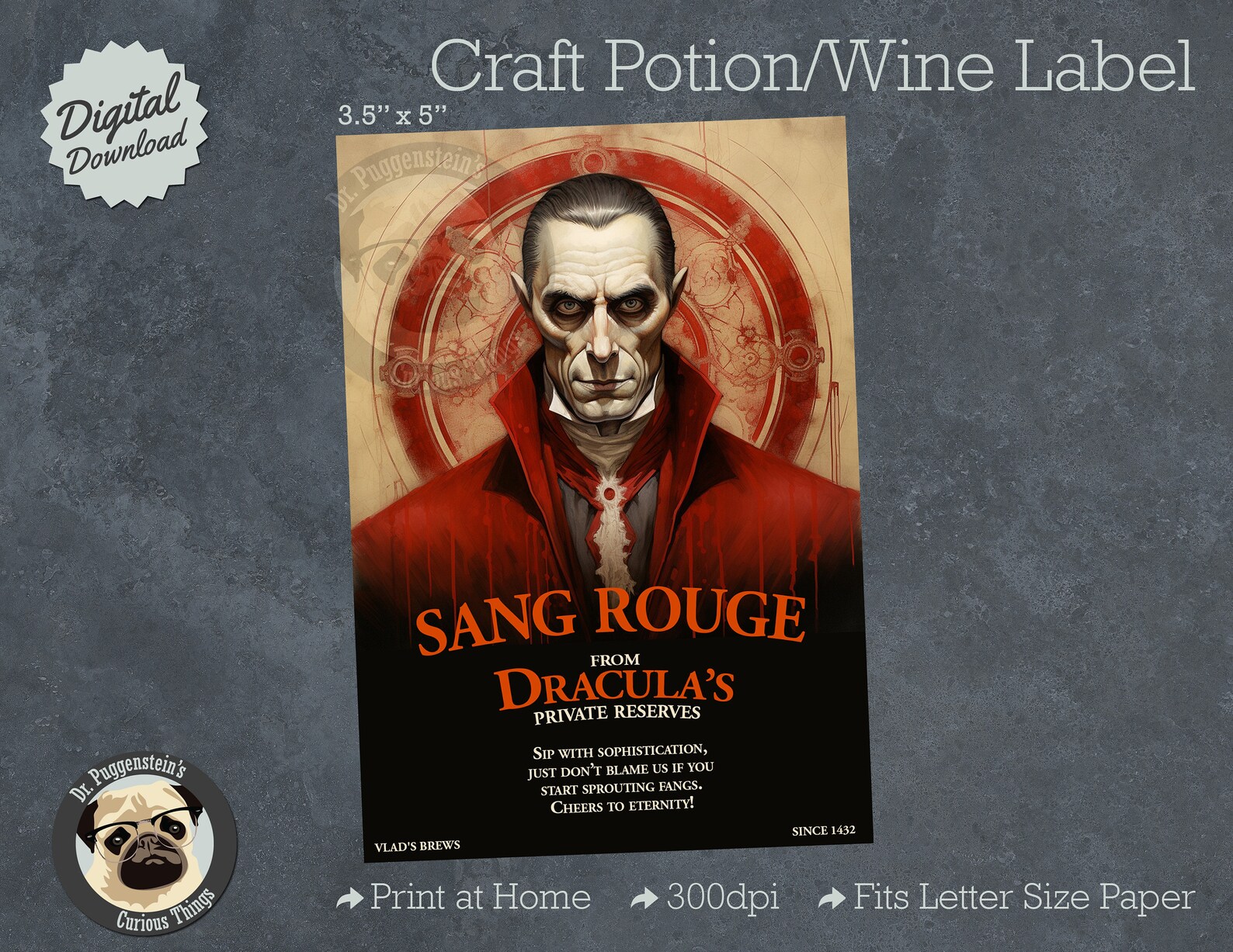 DIGITAL DOWNLOAD Vampire Blood Red Blood Sang Rouge Dracula - Etsy