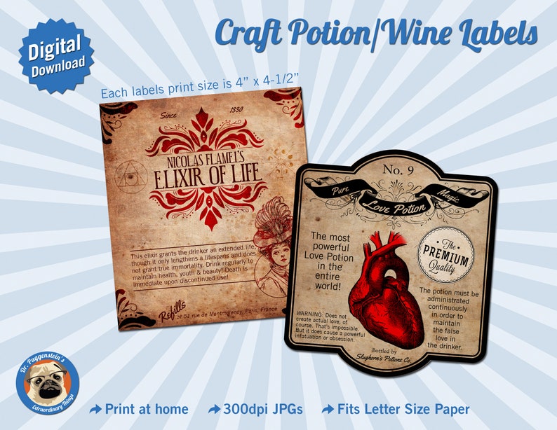 Elixir of Life & Love Potion Halloween Potion or Wine Bottle | Etsy