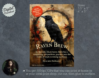 Raven Juice Halloween Witch Potion Label for Decorating - Etsy