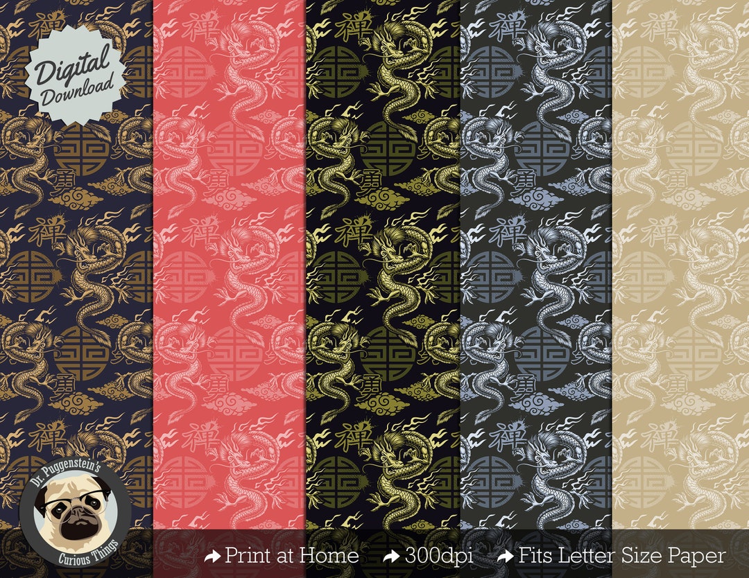 Digital Download 5 Asian Dragon Textures for 1:12 Scale Model or Tiny ...