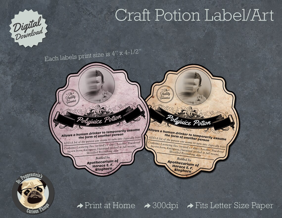 2 Polyjuice Potion Halloween Potion or Wine Bottle Label - Etsy