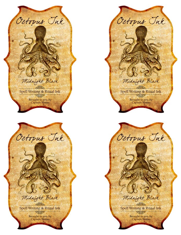 Octopus Ink - Halloween Decor - Potion Bottle or Apothecary Jar Label ...