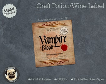 Vampire Bats Blood Potion Bottle Label | Etsy
