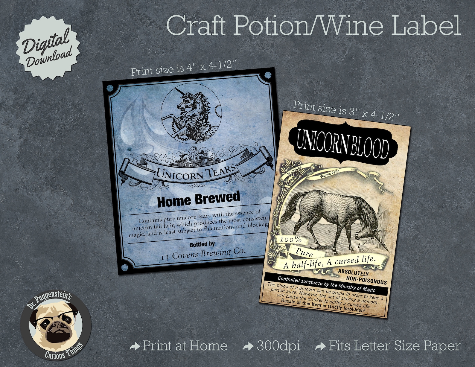 Unicorn Blood & Tears Halloween Potion or Wine Bottle Label - Etsy