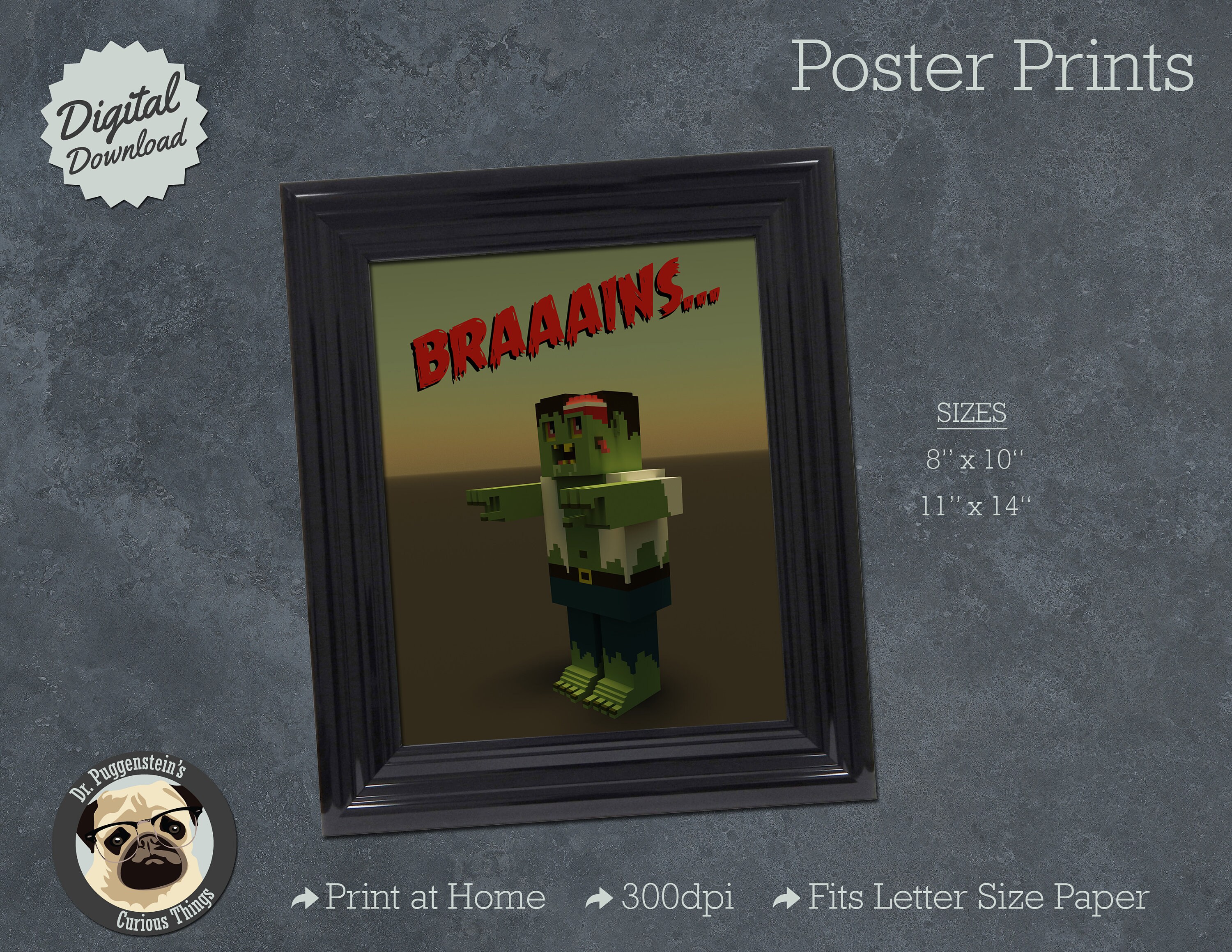 Minecraft Zombie Print