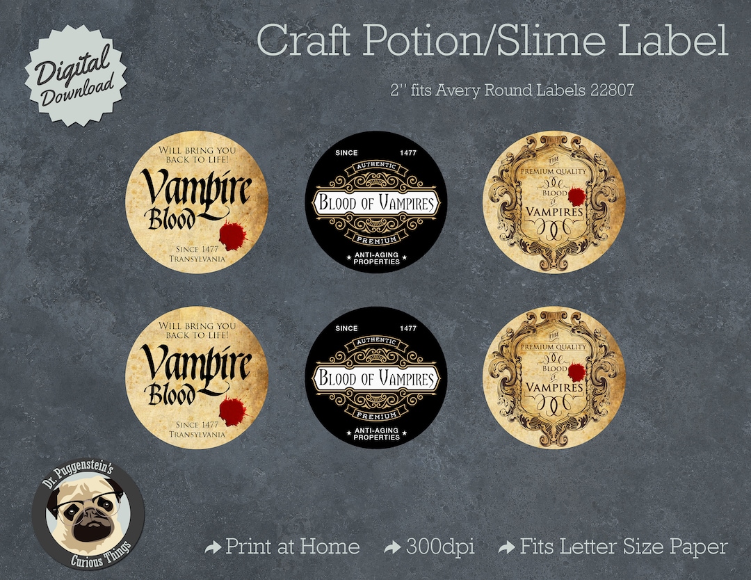 Vampire Blood 2" Round Art Potion Labels Stickers Pendants - Etsy