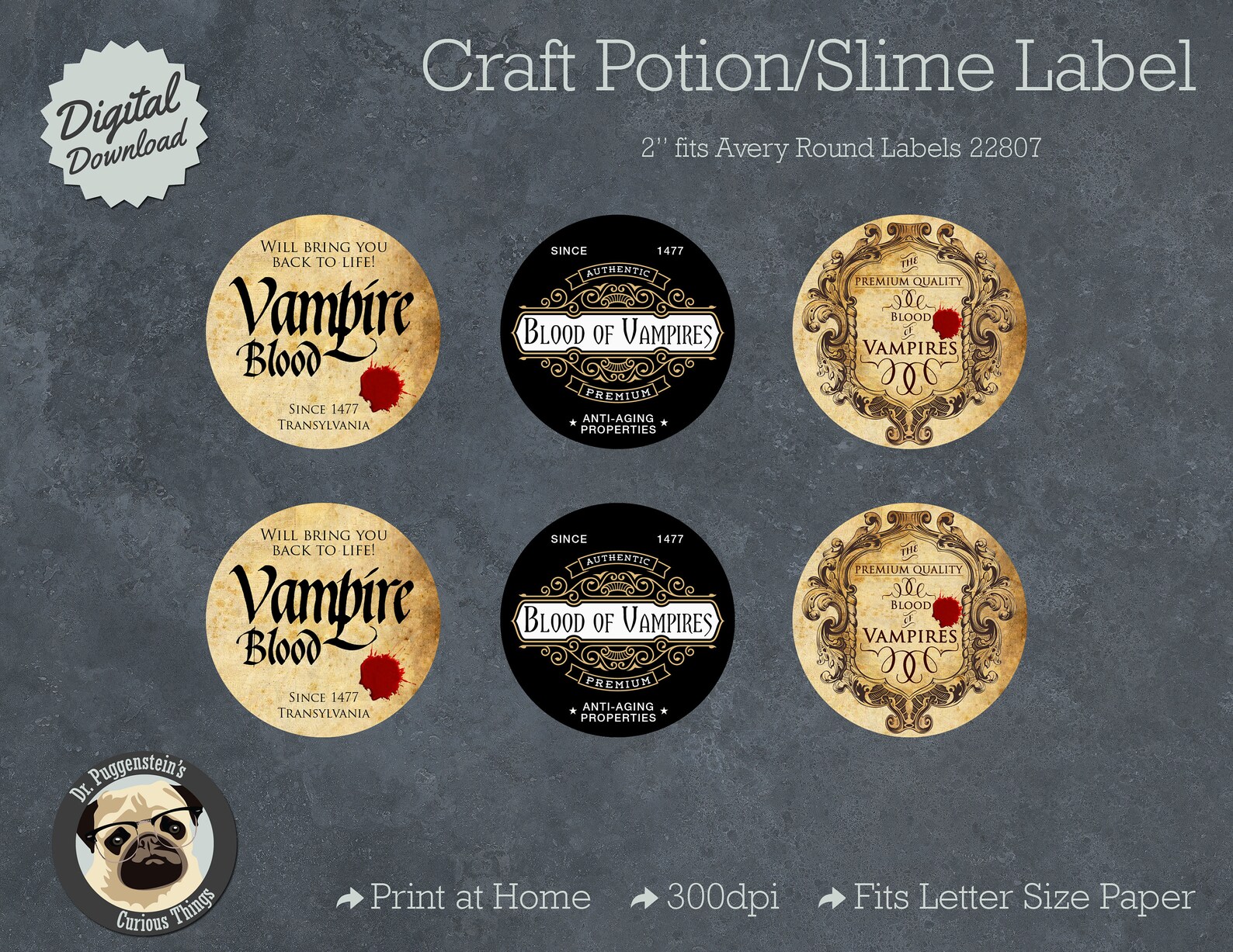 Vampire Blood 2" Round Art Potion Labels Stickers Pendants - Etsy