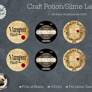 Vampire Blood 2" Round Art Potion Labels Stickers Pendants - Etsy