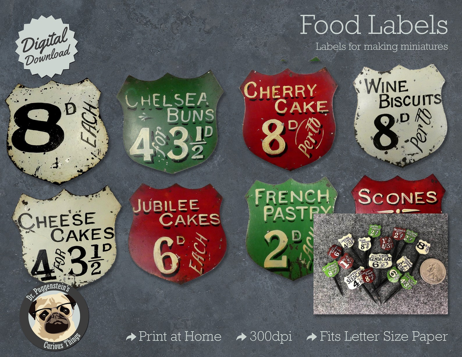 Miniature Antique Bakery Food Label Signs in UK Pence - Etsy