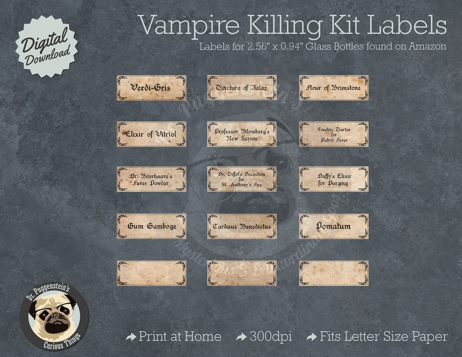 12 Small Replica Labels From a 19th Century Vampire Killing Kit - Etsy