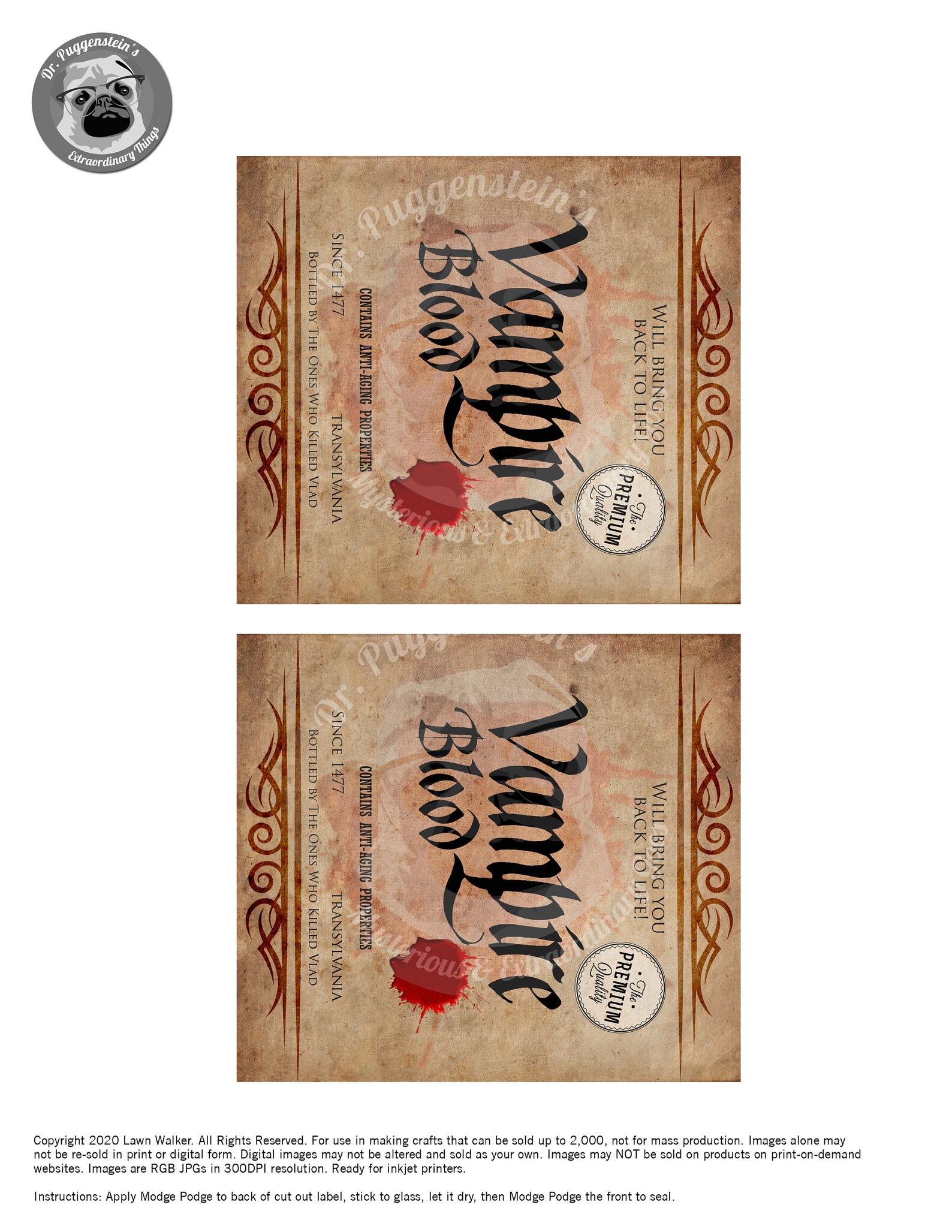 Vampire Blood Potion Halloween Potion or Wine Bottle Label - Etsy