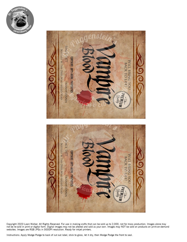 Vampire Blood Potion Halloween Potion or Wine Bottle Label - Etsy