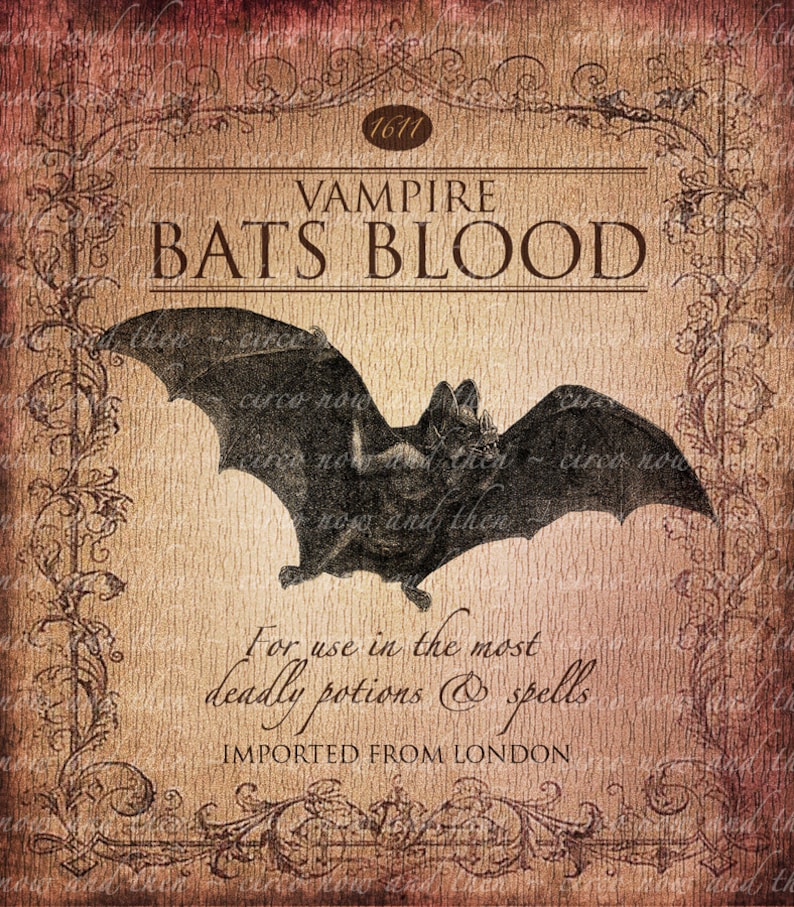Vampire Bats Blood Potion Bottle Label - Etsy