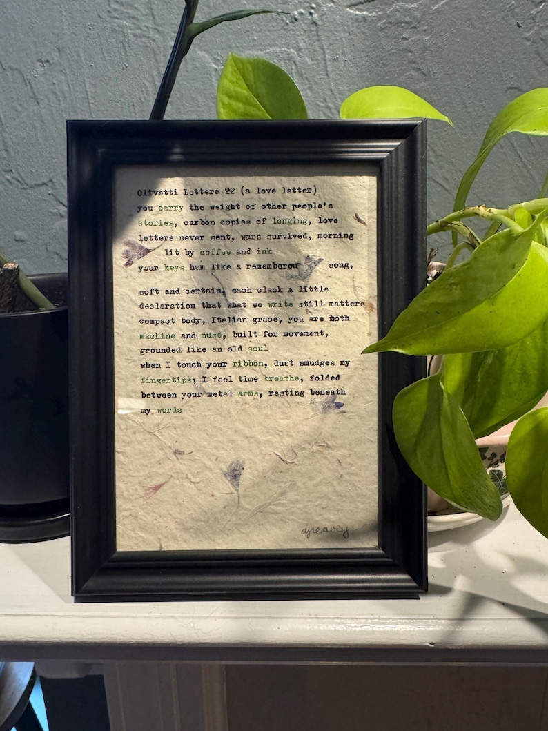 Original Typed Poem on Handmade Lokta Paper – “olivetti Lettera 22 (a ...