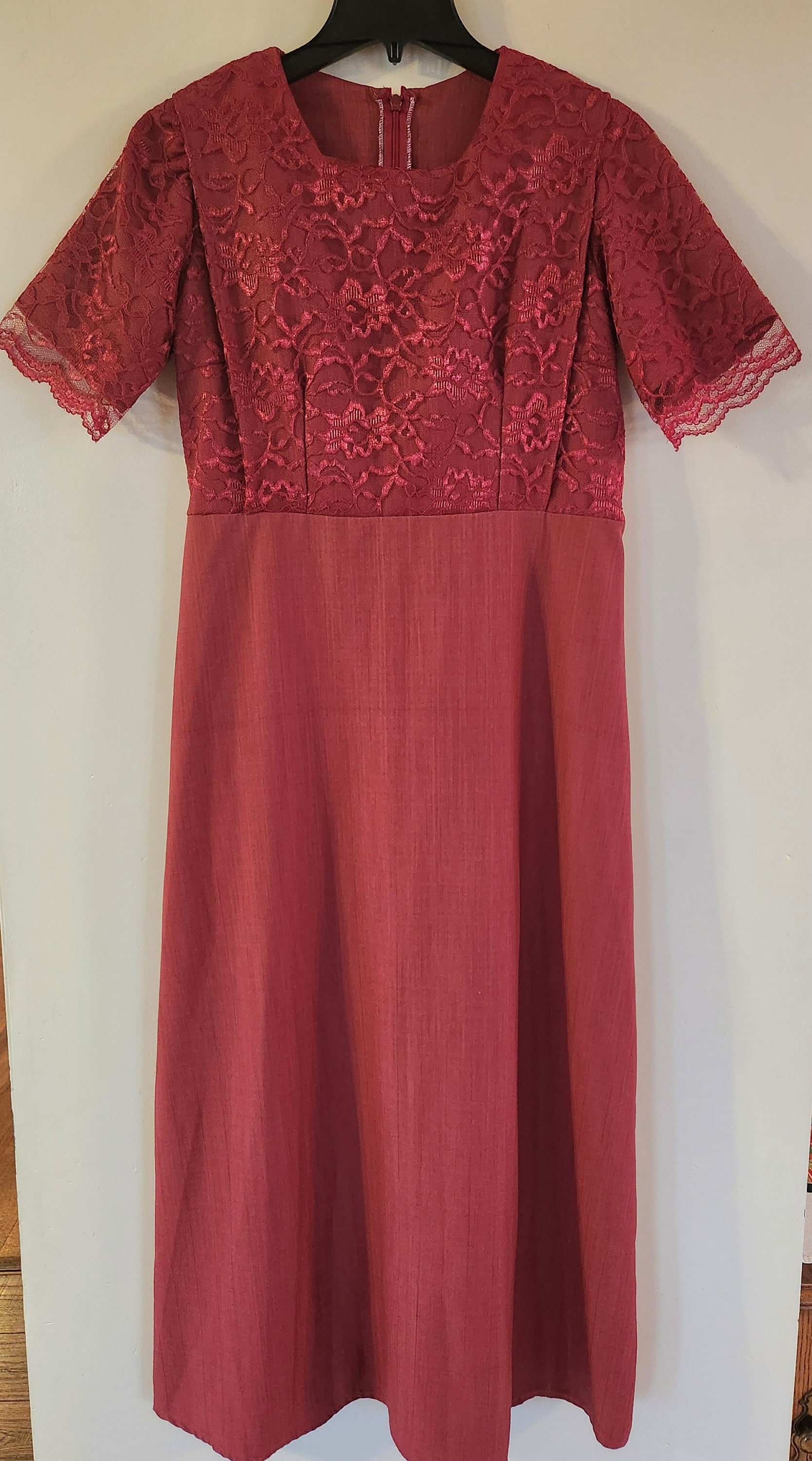 Mennonite Cape Dress Medium Formal Burgundy Lace - Etsy