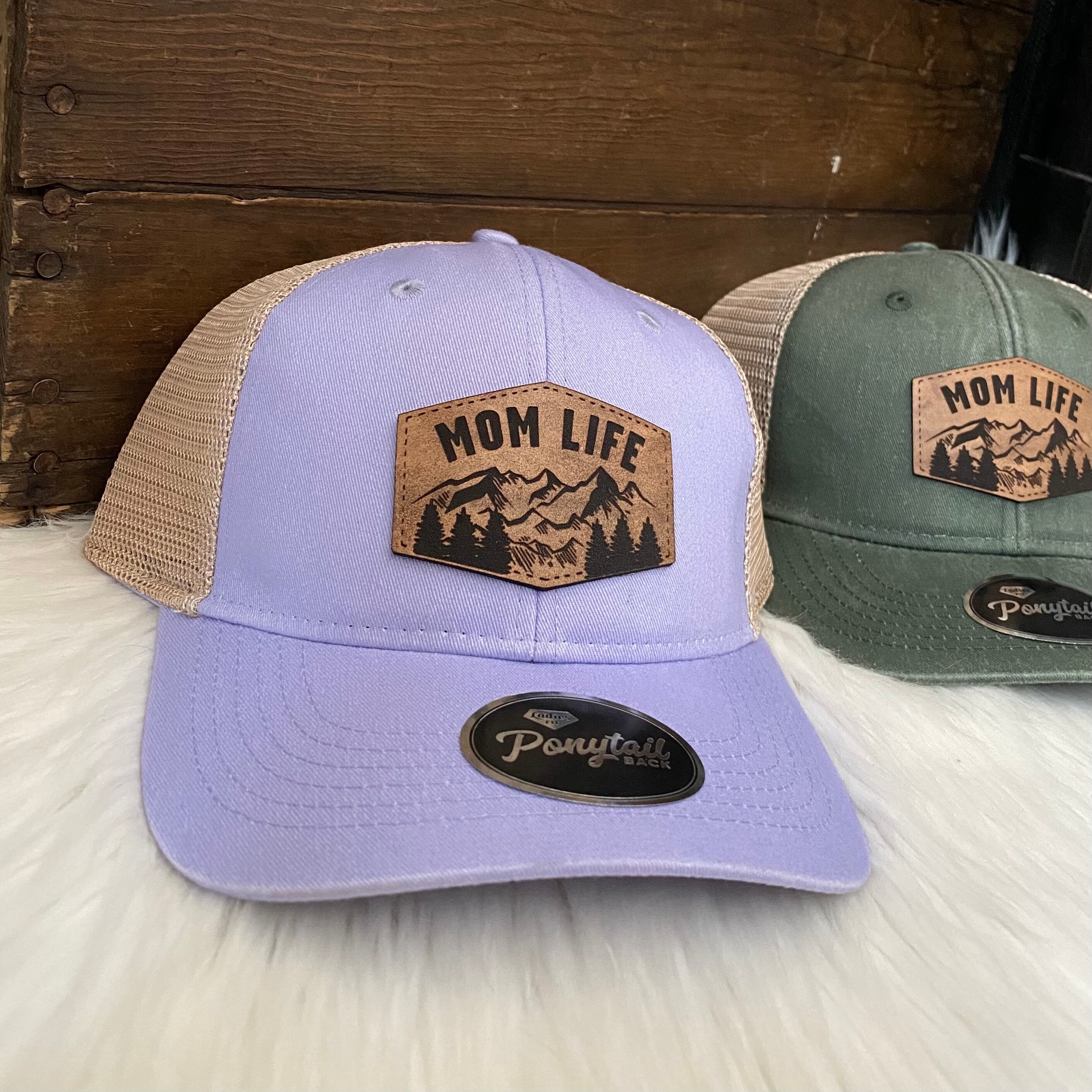 Mom Life Ponytail Hat with Leather Patch Mom Life Hat Mom - Etsy España