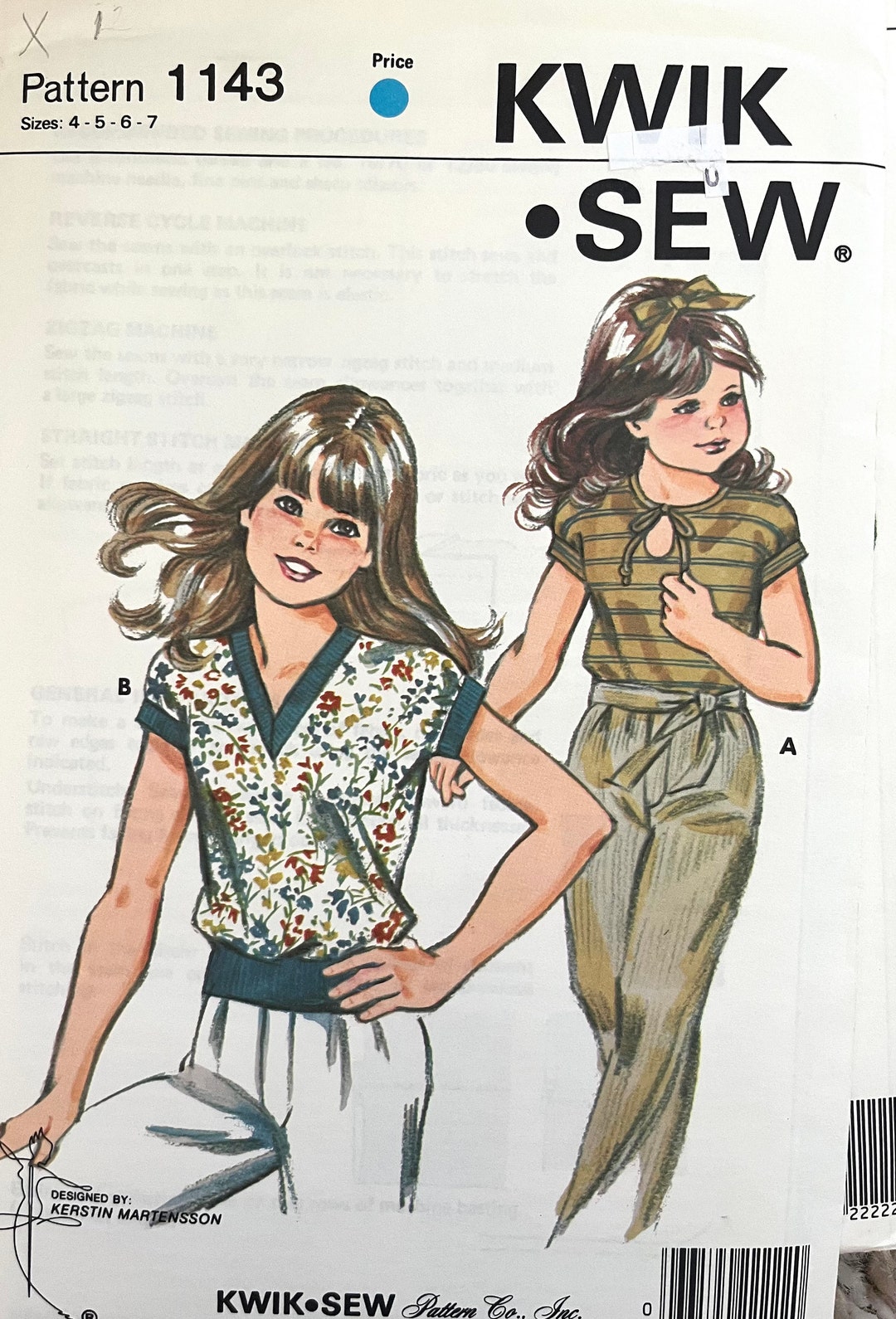 Kwik Sew New Uncut Pattern #1143 Kids Knit Shirts Size 4 5 6 7 - Etsy