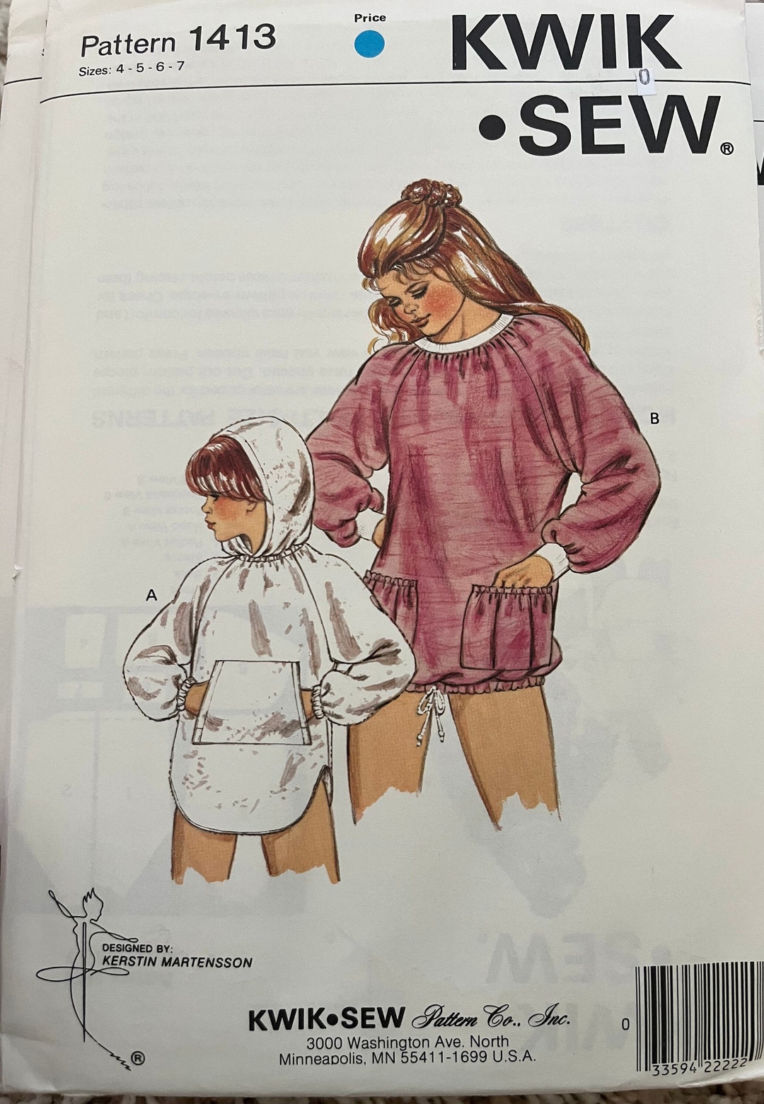 Kwik Sew Pattern #1413 Girls Swimming Cover up Size 4 5 6 7 - Etsy