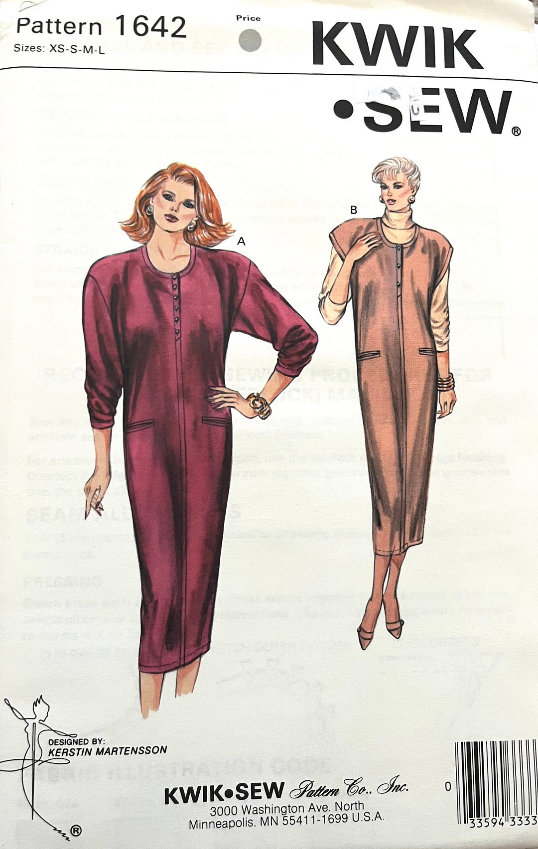 Kwik Sew New Uncut Pattern #1642 Misses Dresses Size XS S M L - Etsy