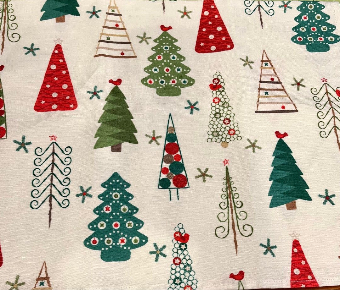 Mid Century Vintage Scandi Look Christmas Trees Linen/cotton Dish Tea ...