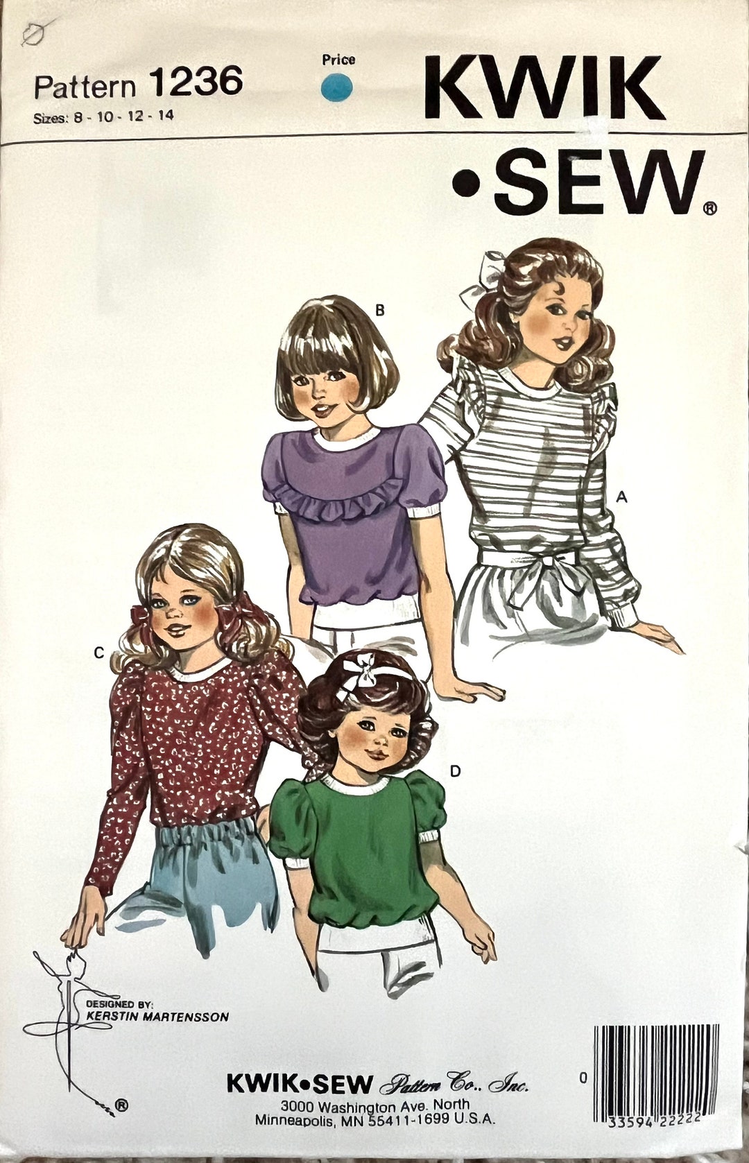 Kwik Sew New Uncut Pattern #1236 Girls Knit Shirt Size 8 10 12 14 - Etsy