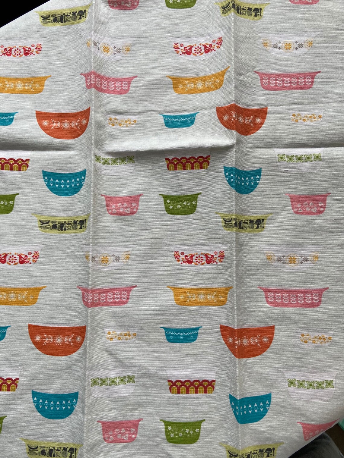 Pyrex Bowls Retro Mid Century Vintage Look Linen/cotton Dish Hand Towel ...