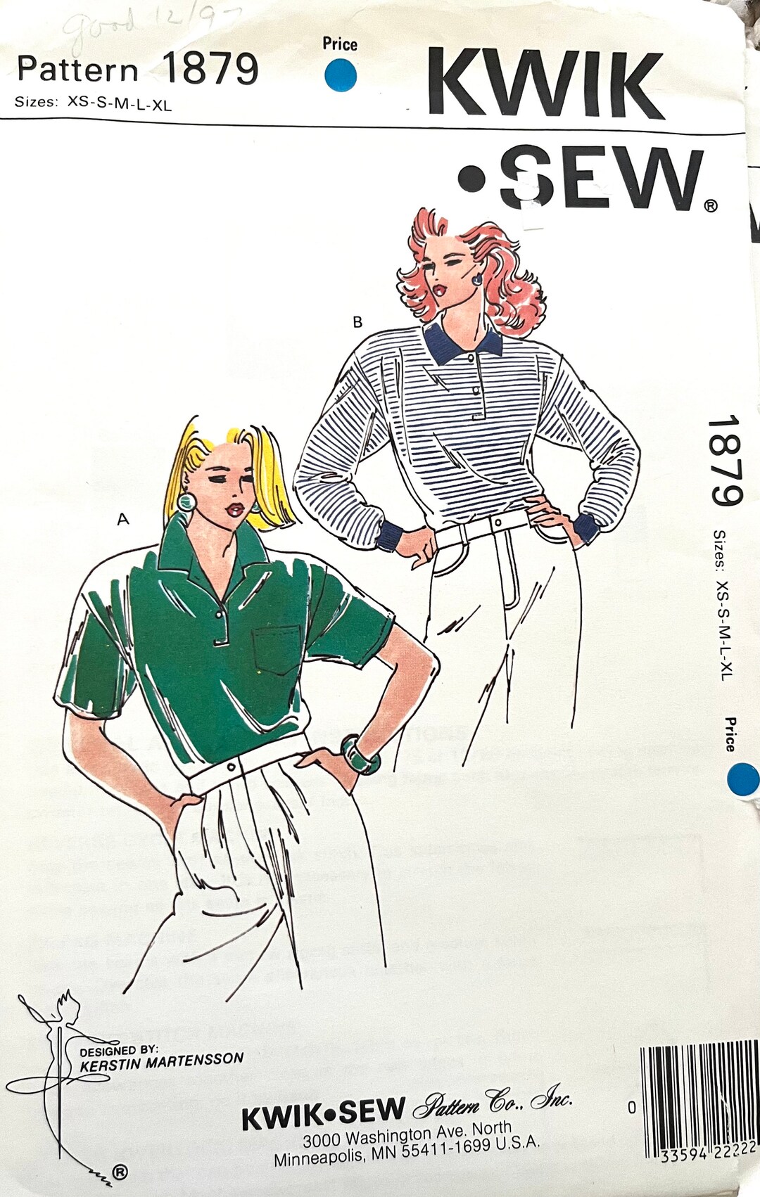 Kwik Sew New Uncut Pattern #1879 Misses Shirts Size XS S M L - Etsy