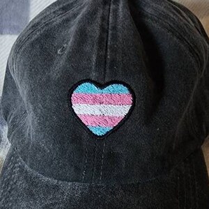 Transgender trans Pride Flag Heart embroidered Buckleback Dad Hat 14 ...