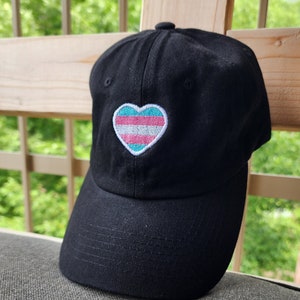 Transgender trans Pride Flag Heart embroidered Buckleback Dad Hat 14 ...