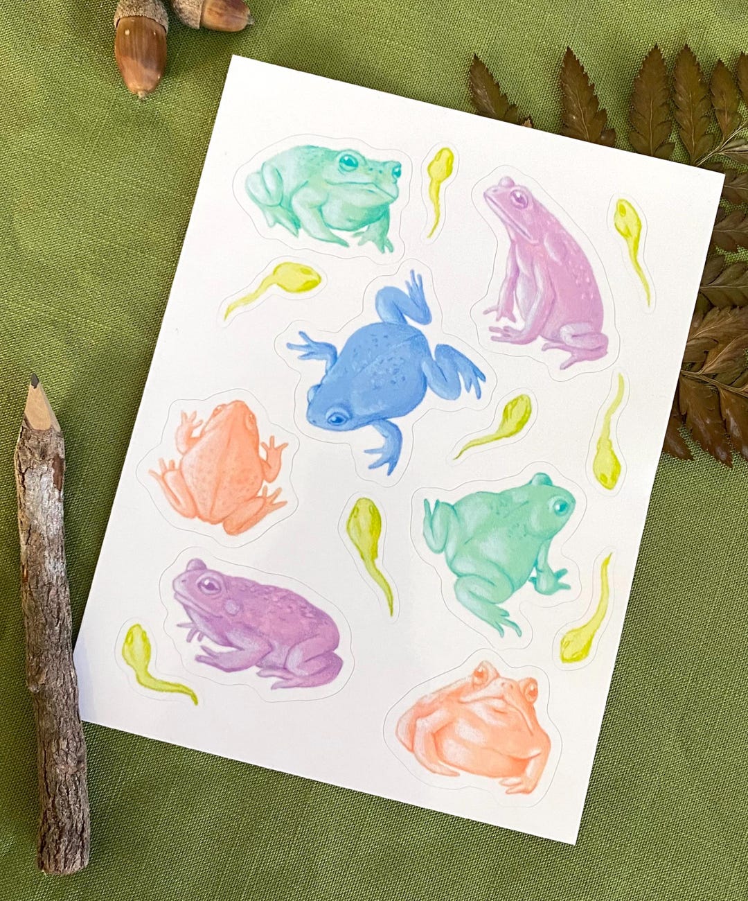 Pastel Toad Sticker Sheet - Cottage Core Frog Stationery - Multi Design ...