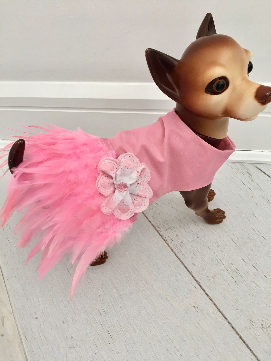 Dog Ballerina Dress- Dog Pink Dress- Pet Pink Dress- Dog Pink Feathers ...