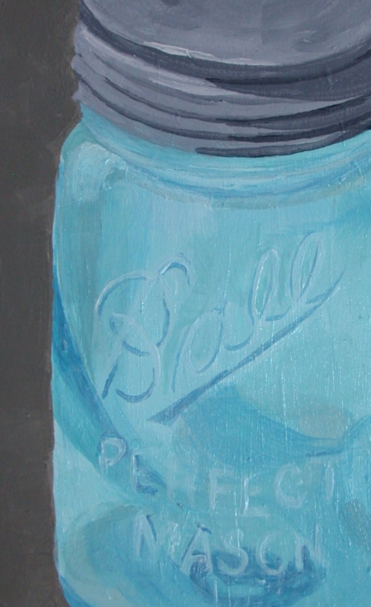 Perfect Mason Ball Jar Original Still Life Painting, Small Format Art ...